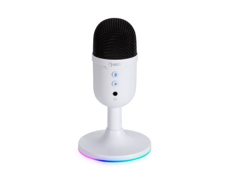 Micrófono Marvo MIC-06 Blast 40 RGB USB Blanco Streaming